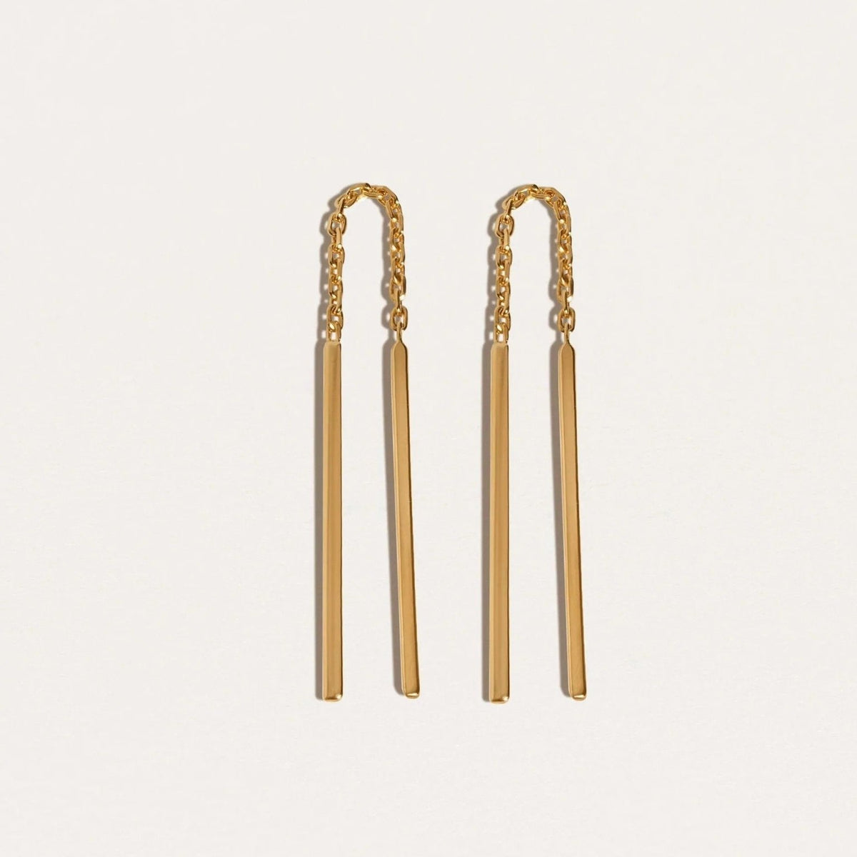 gold drop thread earrings